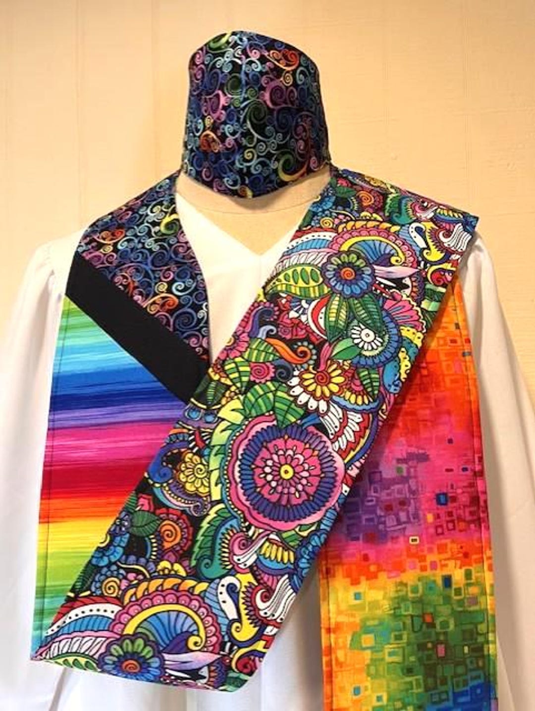 2-in-1 Rainbow Clergy Stole, REVERSIBLE, Two Works of Art, Minister ...