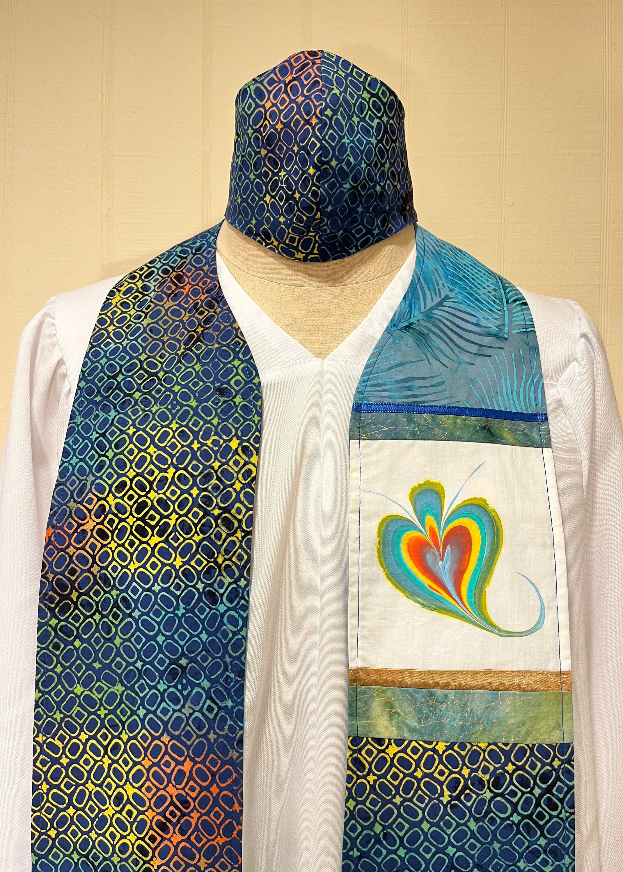 Fish/water Clergy Stole, REVERSIBLE, Two Works of Art in One Stole ...