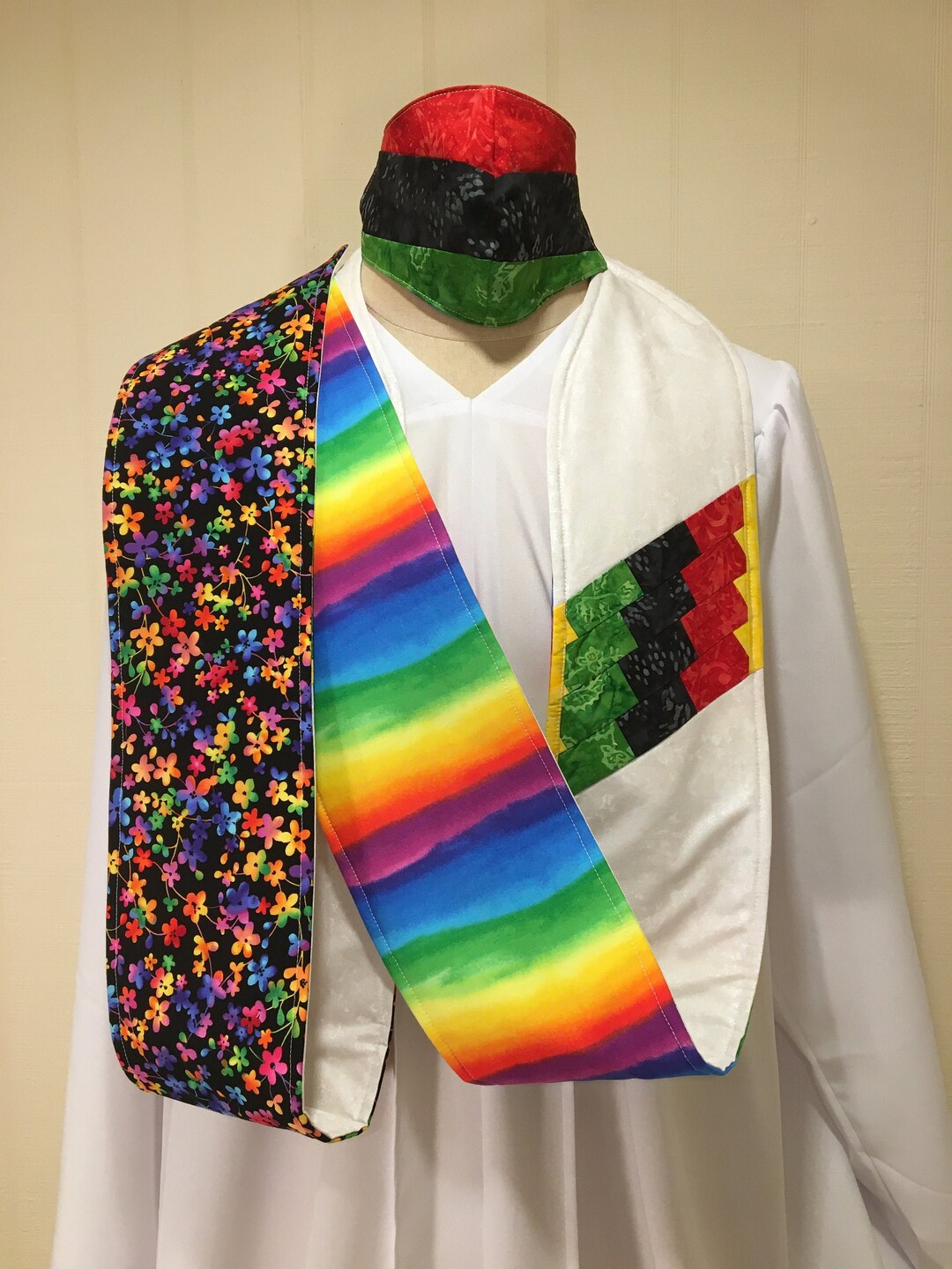 Rainbow, BLM, Reversible Clergy Stole, Matching Reversible Mask ...