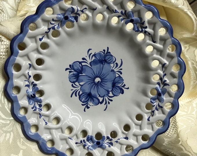 Blue and White Dish Reticulated and Scalloped Edge Beautiful - Etsy