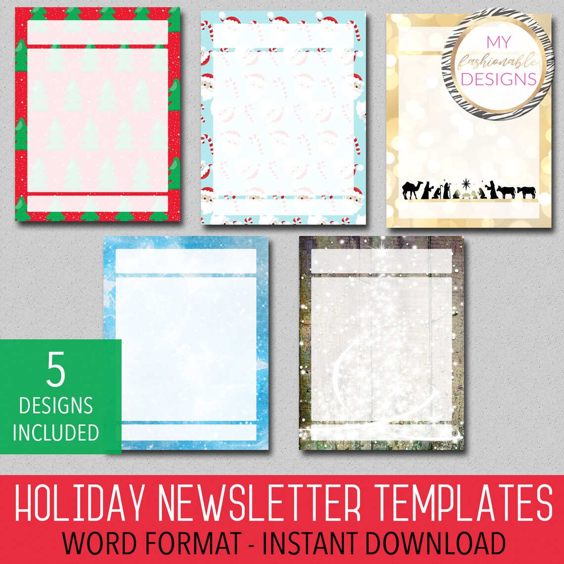 Holiday Newsletter Templates 5 Designs Included Christmas - Etsy