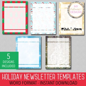 Holiday Newsletter Templates, 5 Designs Included, Christmas Newsletter ...