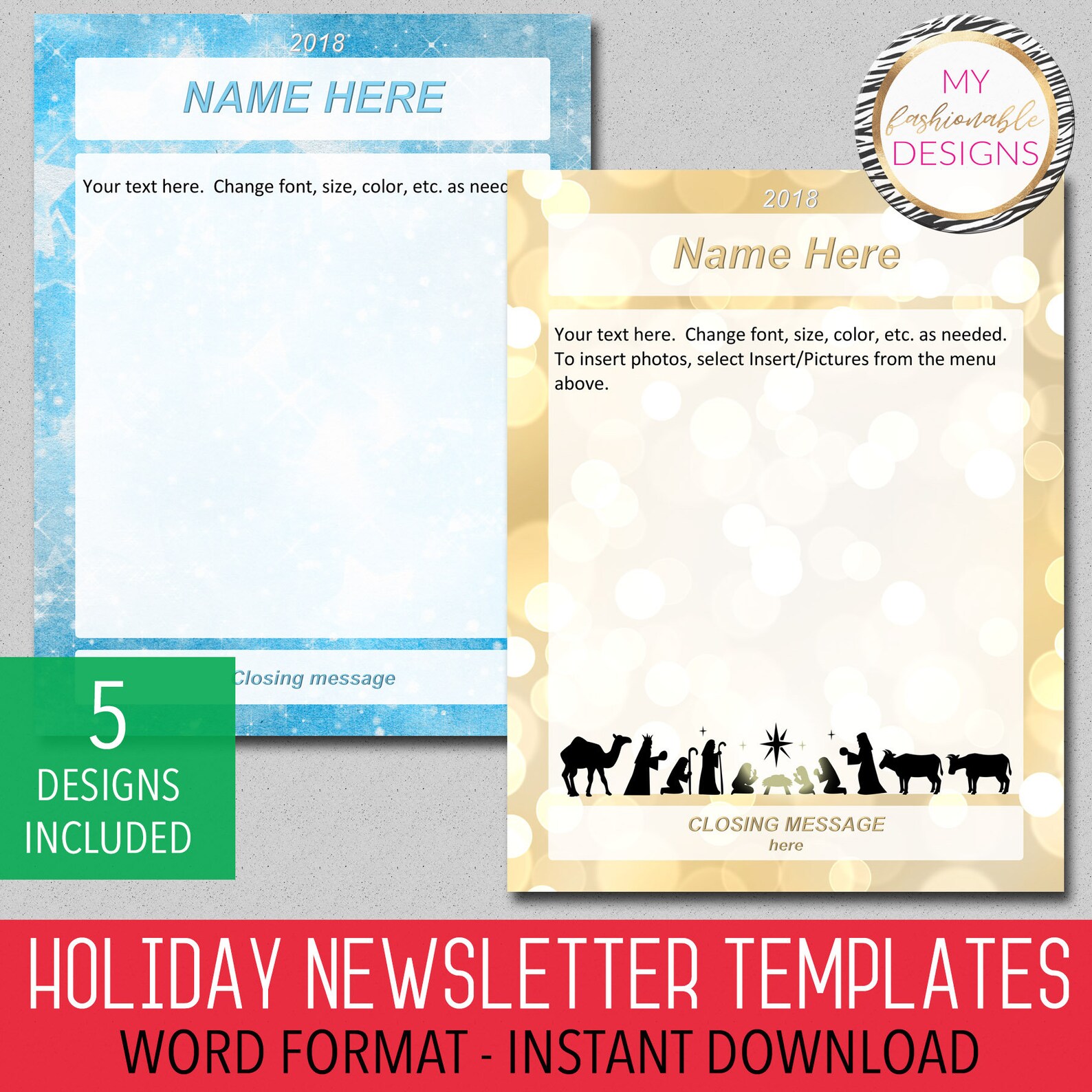 Holiday Newsletter Templates 5 Designs Included Christmas - Etsy