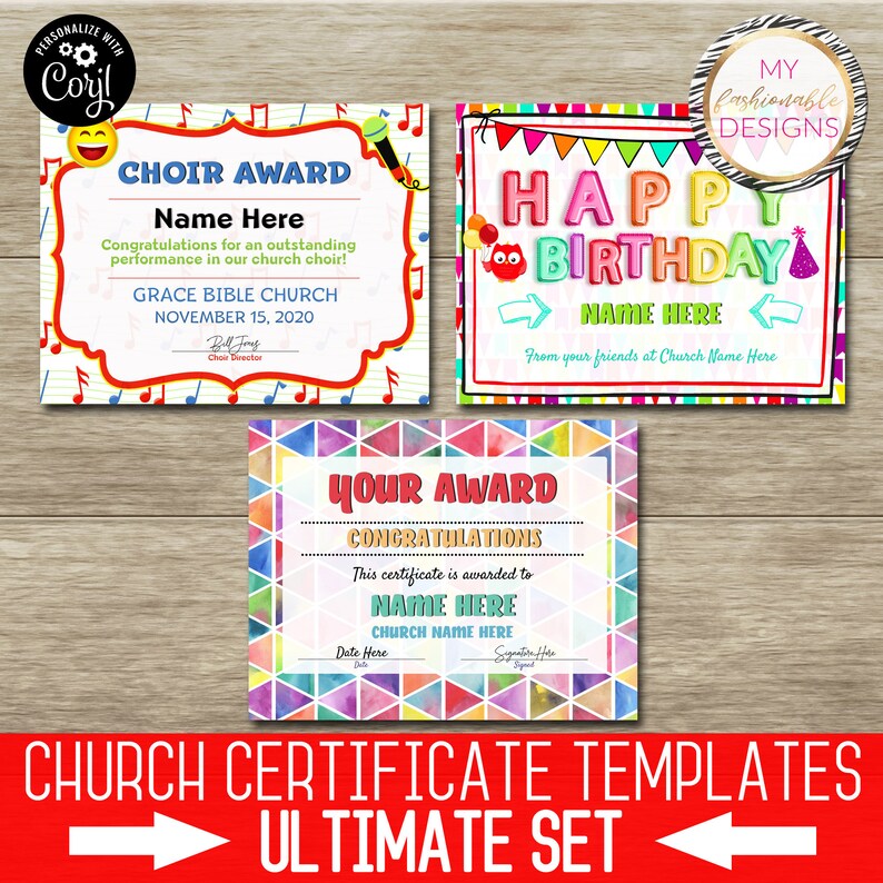 Church Certificate Template Ultimate Set - 11 Designs!!! 8.5x11" - Save ...