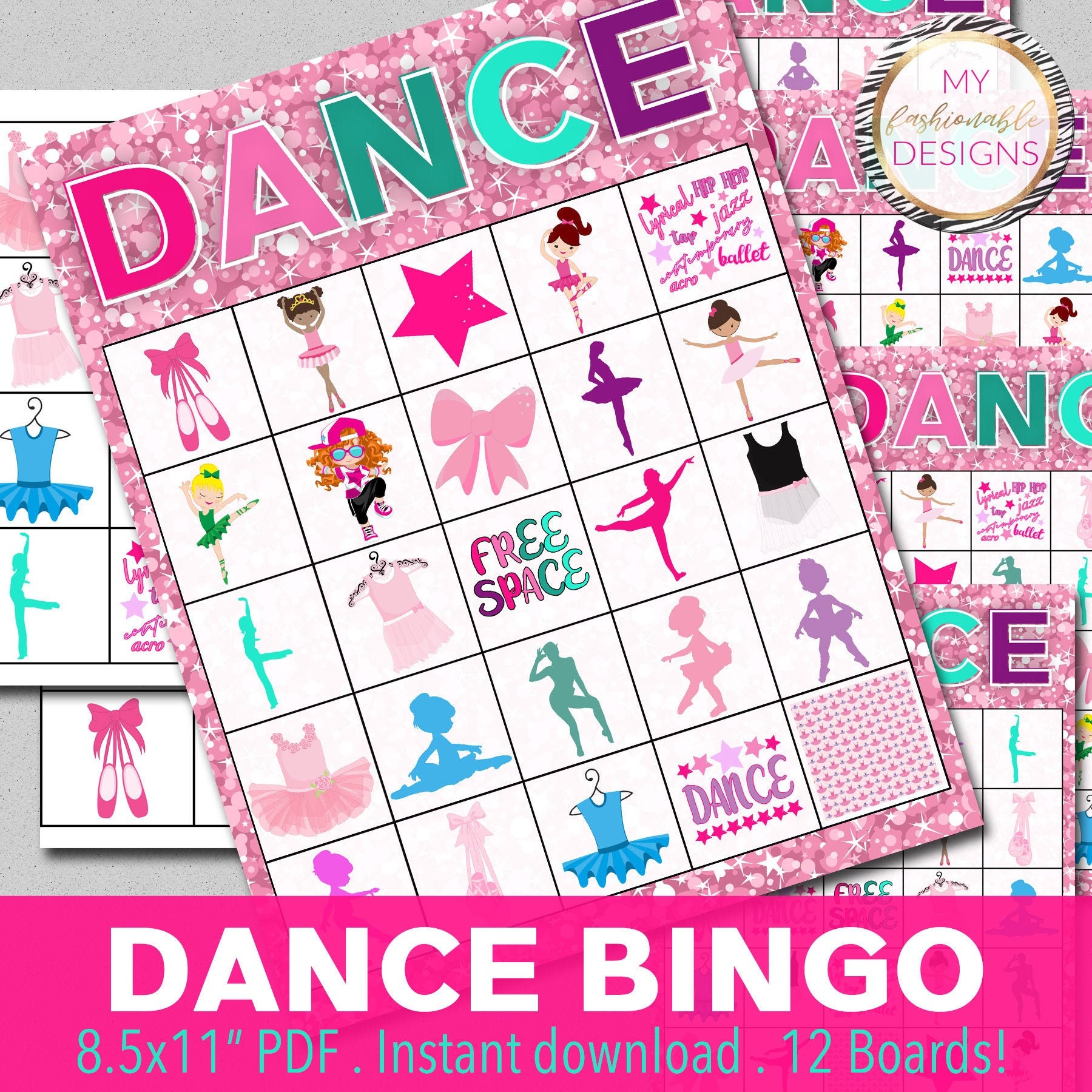 Dance BINGO Game, Dance BINGO, 8.5x11" PDF, Instant Download! - Etsy
