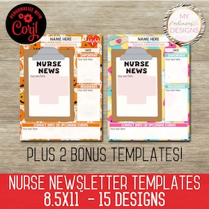 Nurse Newsletter Template Set - 15 Designs!!! 8.5x11" - Save as JPG ...