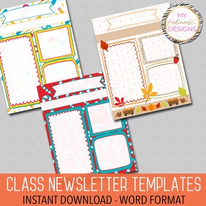 Classroom Newsletter Templates, 9 Designs Included, Word Format ...