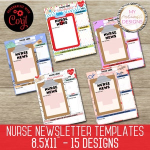 Nurse Newsletter Template Set - 15 Designs!!! 8.5x11" - Save as JPG ...