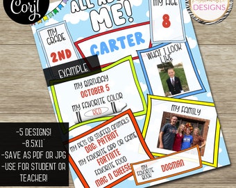 Editable Teacher About Me Template 8.5x11 JPG & PDF | Etsy