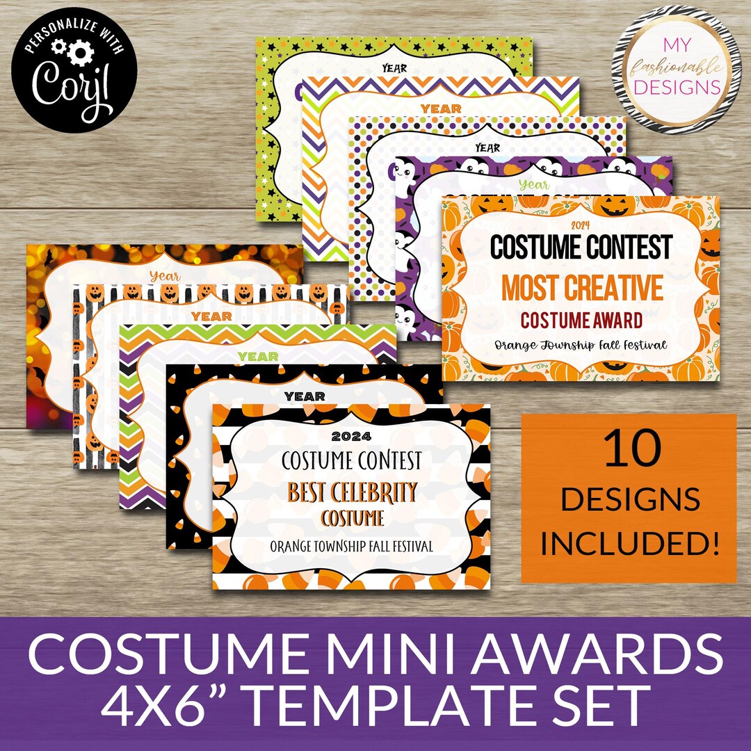 Halloween Mini Certificate Templates 4x6 10 Designs Costume or Pumpkin ...