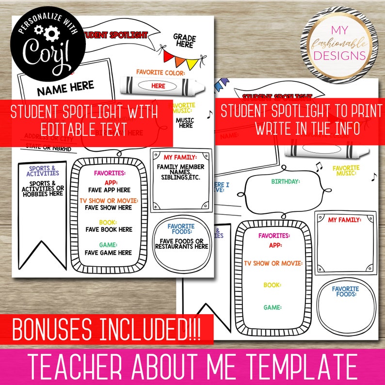 Editable Teacher About Me Template 8.5x11 JPG & PDF | Etsy