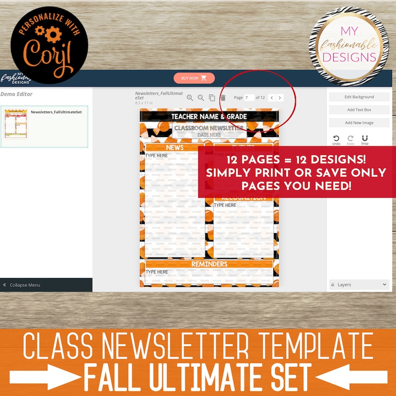 Editable Fall Class Newsletter Template Set 12 designs | Etsy
