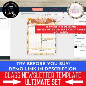 Editable Class Newsletter Template Ultimate Set - 15 Designs! 8.5x11 ...
