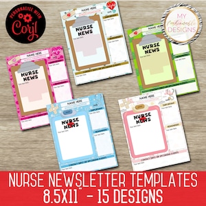 Nurse Newsletter Template Set - 15 Designs!!! 8.5x11" - Save as JPG ...