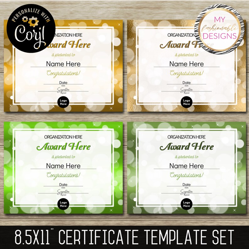 Certificate Template Set - 13 Design Templates! 8.5x11" - Save as JPG ...