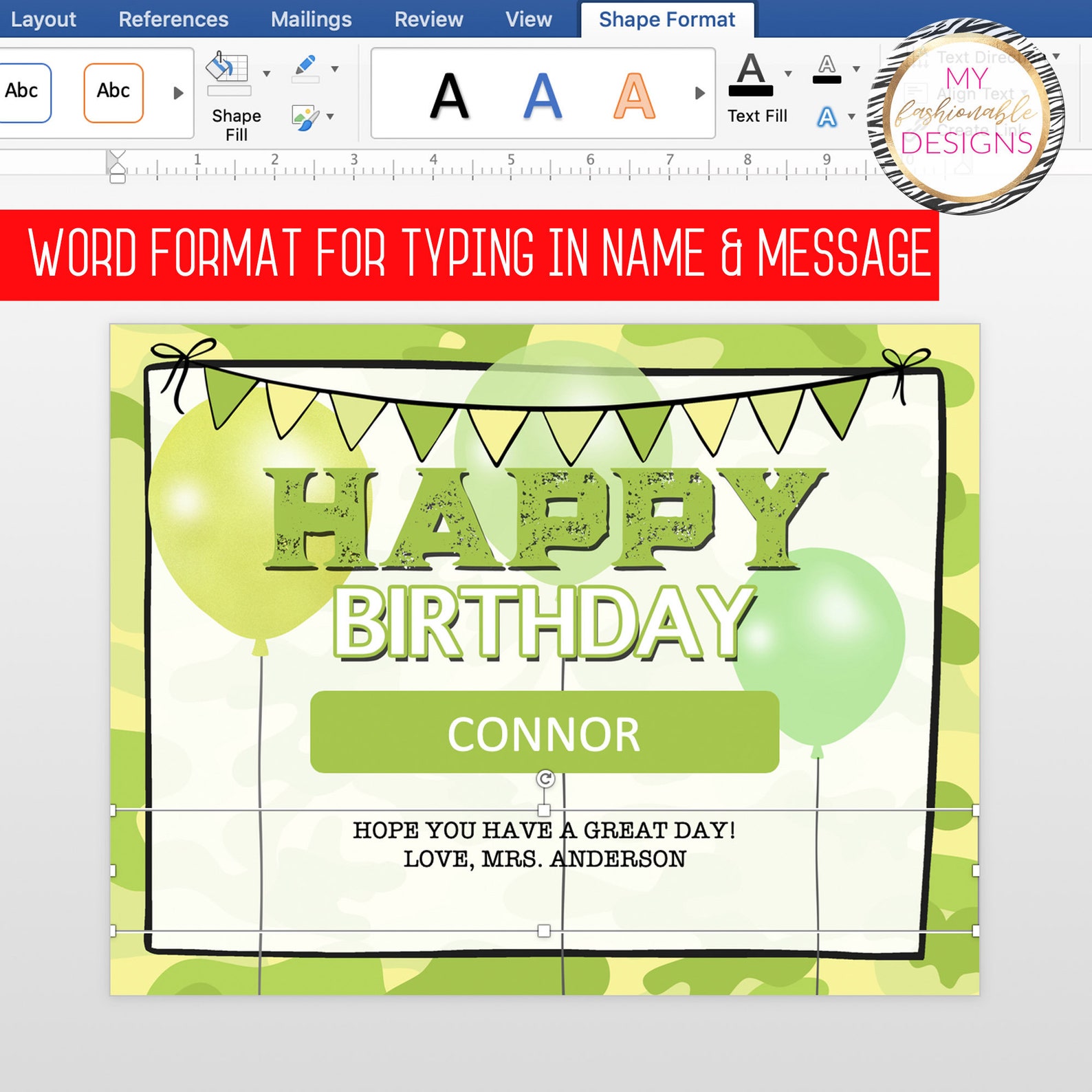Happy Birthday Certificate Set, 8.5x11" Word Format, Instant Download ...