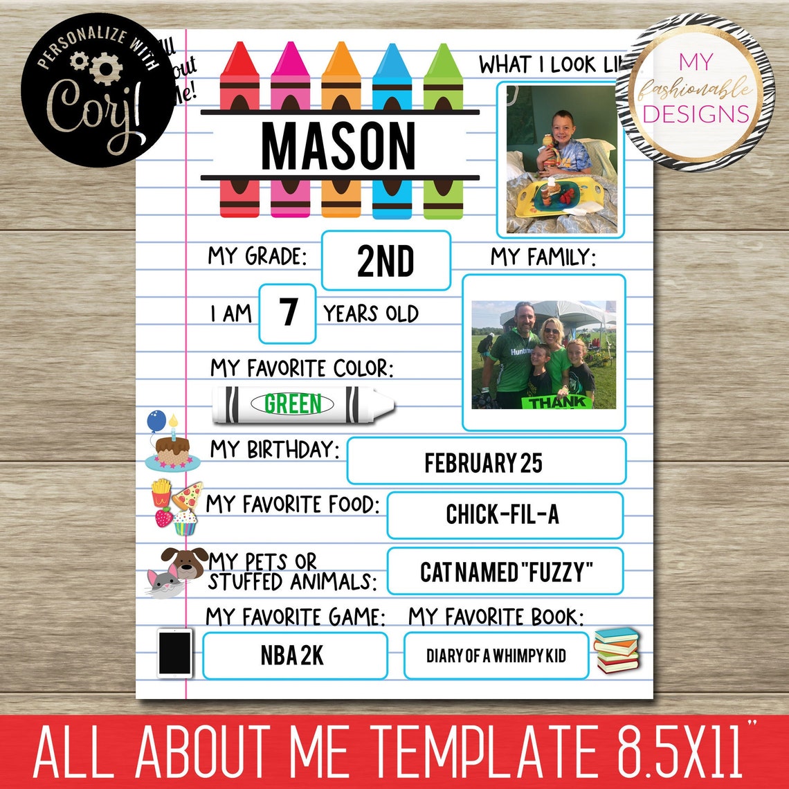 All About Me Template 8.5x11 Save as JPG or PDF - Etsy