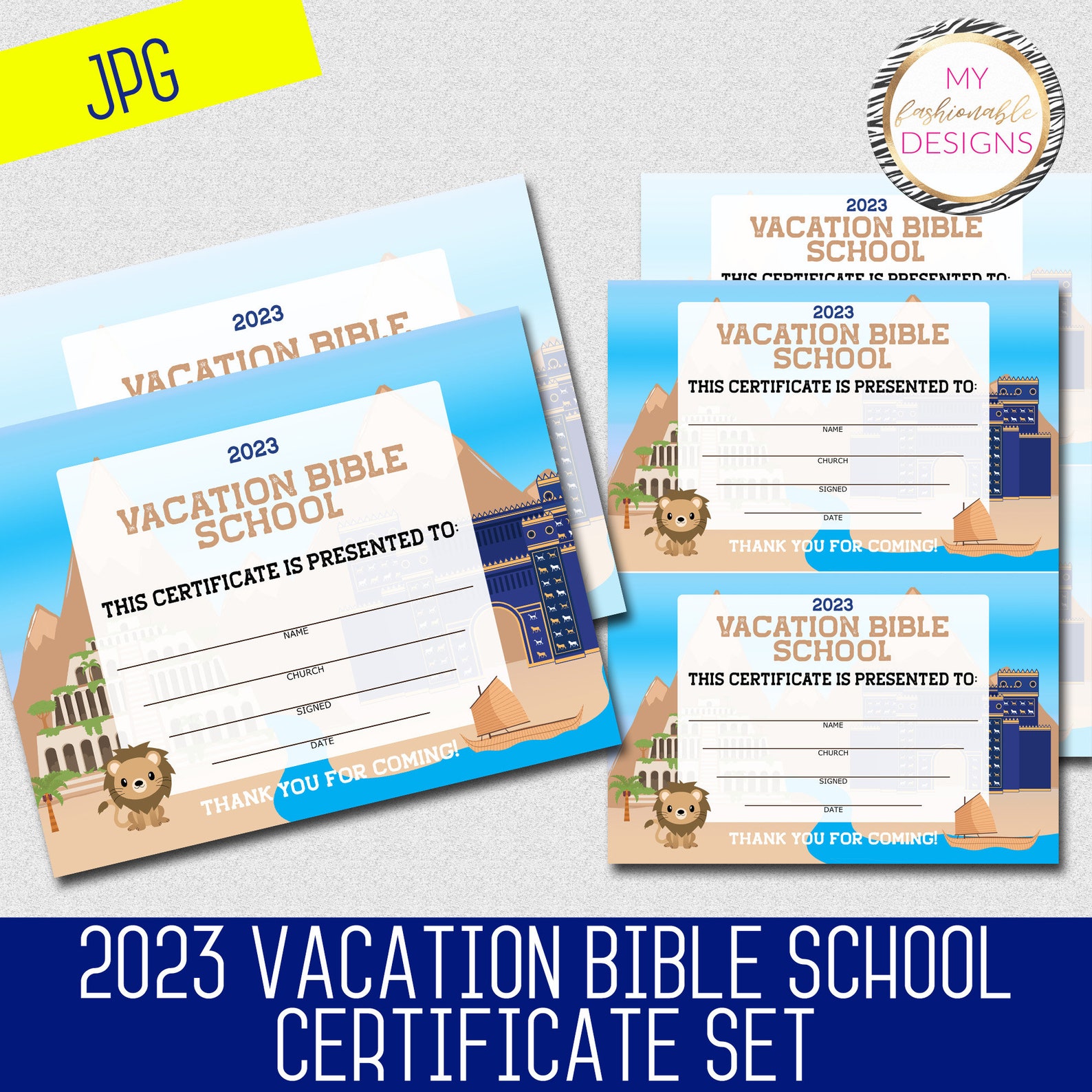 2023 VBS Certificate Babylon Theme Vacation Bible School - Etsy