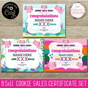 2024 Cookie Sales Certificate 8.5x11 Corjl Self-edit Template Save as ...