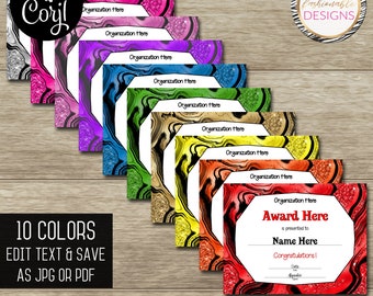 Colorful Certificate Template Set 5 Design Templates 8.5x11 Save as JPG ...