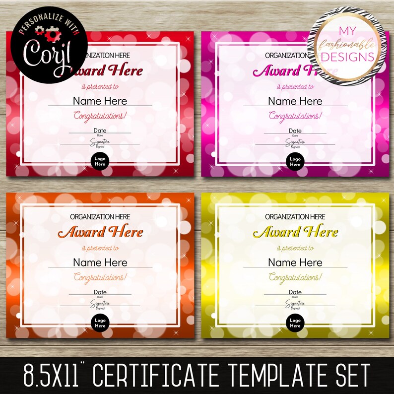 Certificate Template Set - 13 Design Templates! 8.5x11" - Save as JPG ...