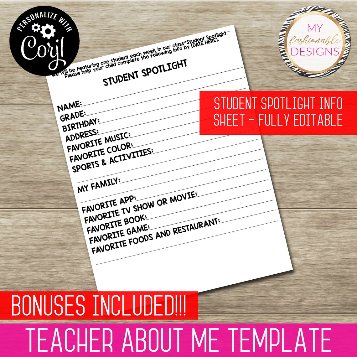 Editable Teacher About Me Template 8.5x11 JPG & PDF | Etsy
