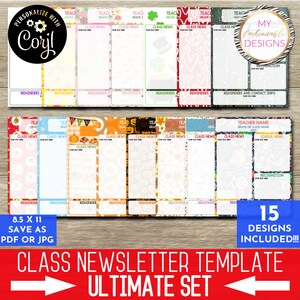 Editable Class Newsletter Template Ultimate Set - 15 Designs! 8.5x11 ...