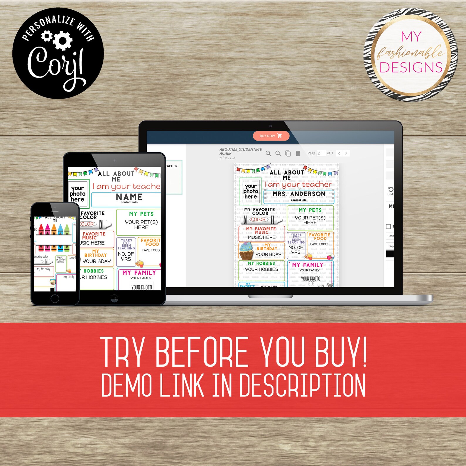 Editable Student & Teacher About Me Template 8.5x11 - Etsy