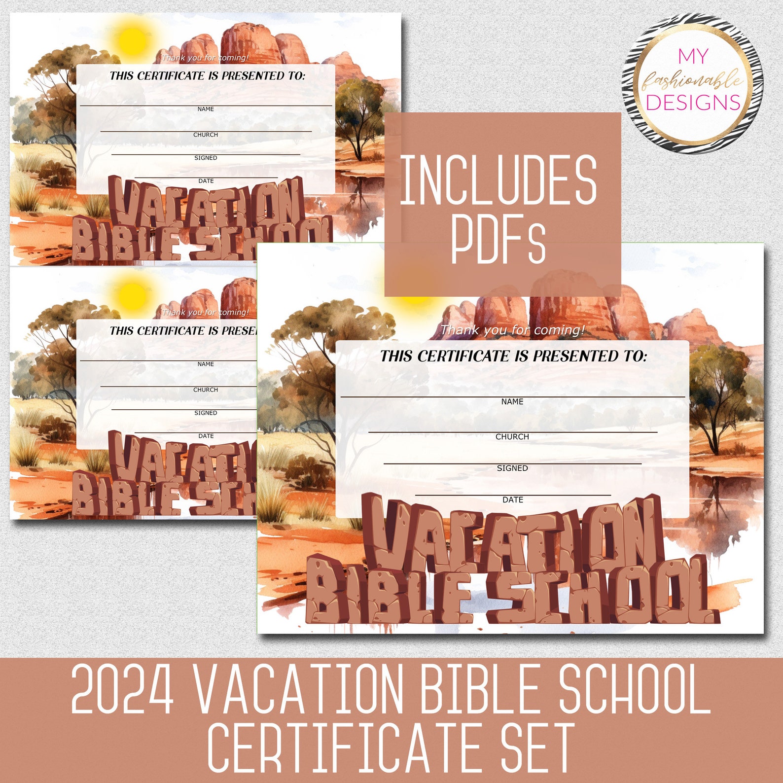2024 VBS Certificate, Outback Theme, Vacation Bible School, Instant ...
