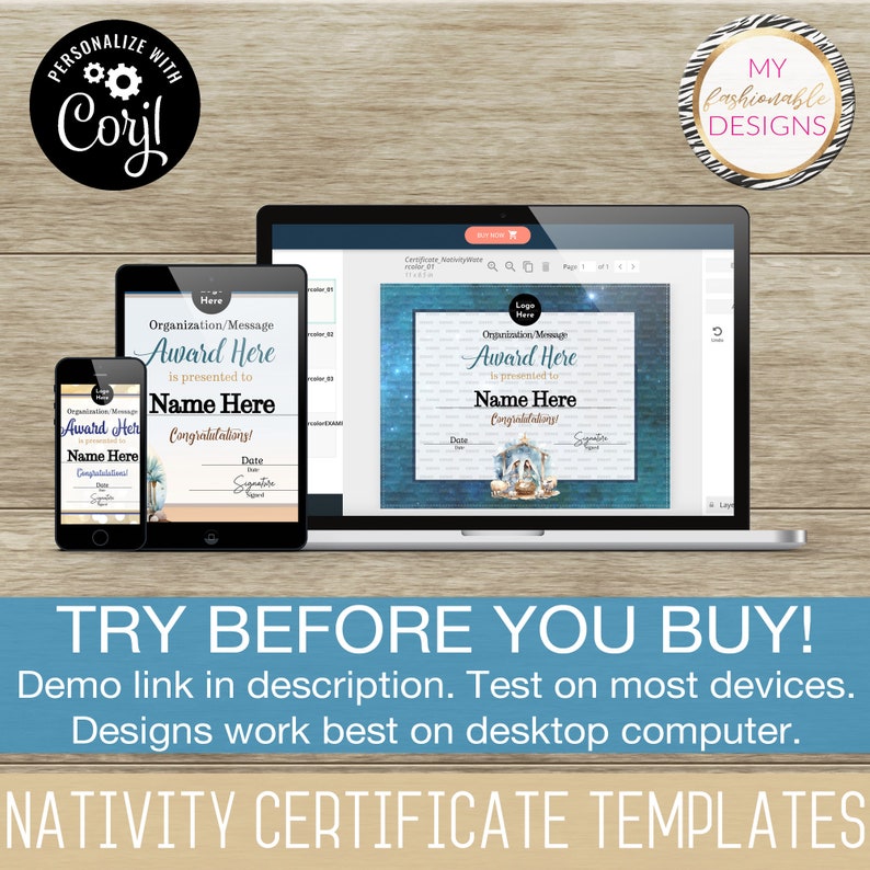 Nativity Certificate Template Set - 3 Designs!!! 8.5x11" - Save as JPG ...