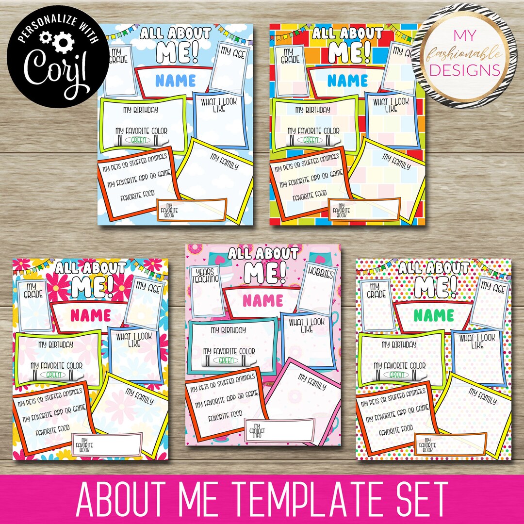 Student or Teacher About Me Template 8.5x11 Save as JPG or PDF Corjl ...