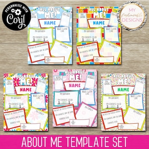 Student or Teacher About Me Template - 8.5x11" - Save as JPG or PDF ...