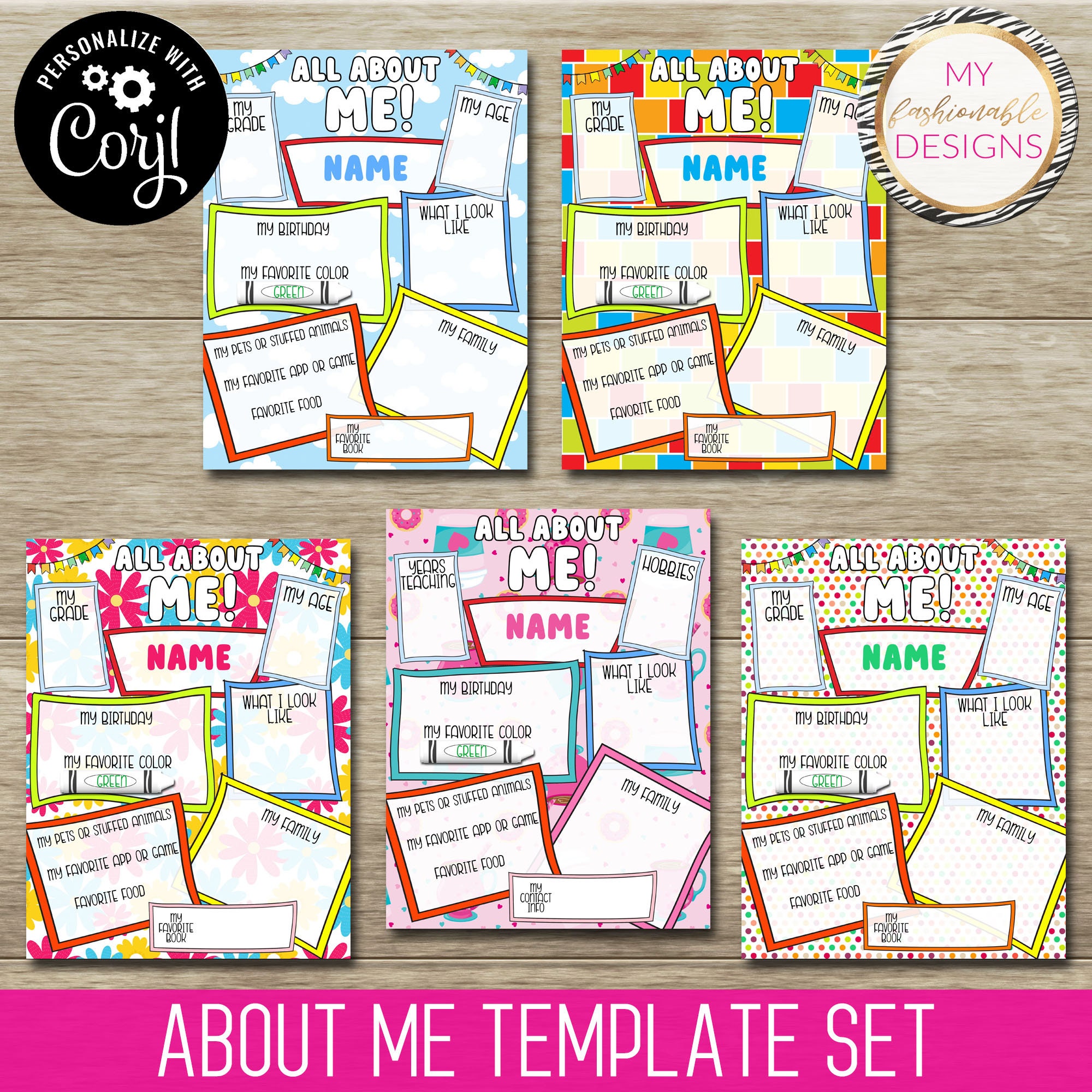 Student or Teacher About Me Template 8.5x11 Save as JPG or PDF Corjl ...