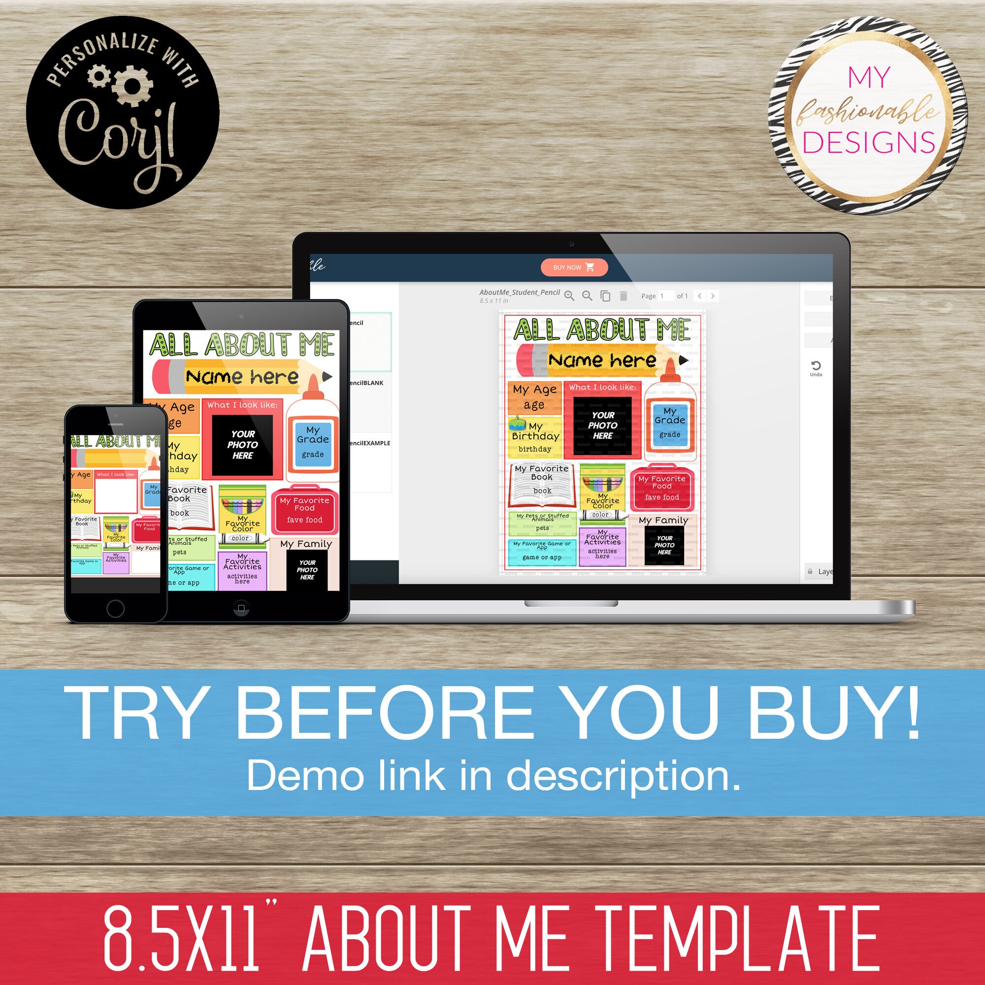 All About Me Template 8.5x11 Save as JPG or PDF Corjl Self-edit - Etsy