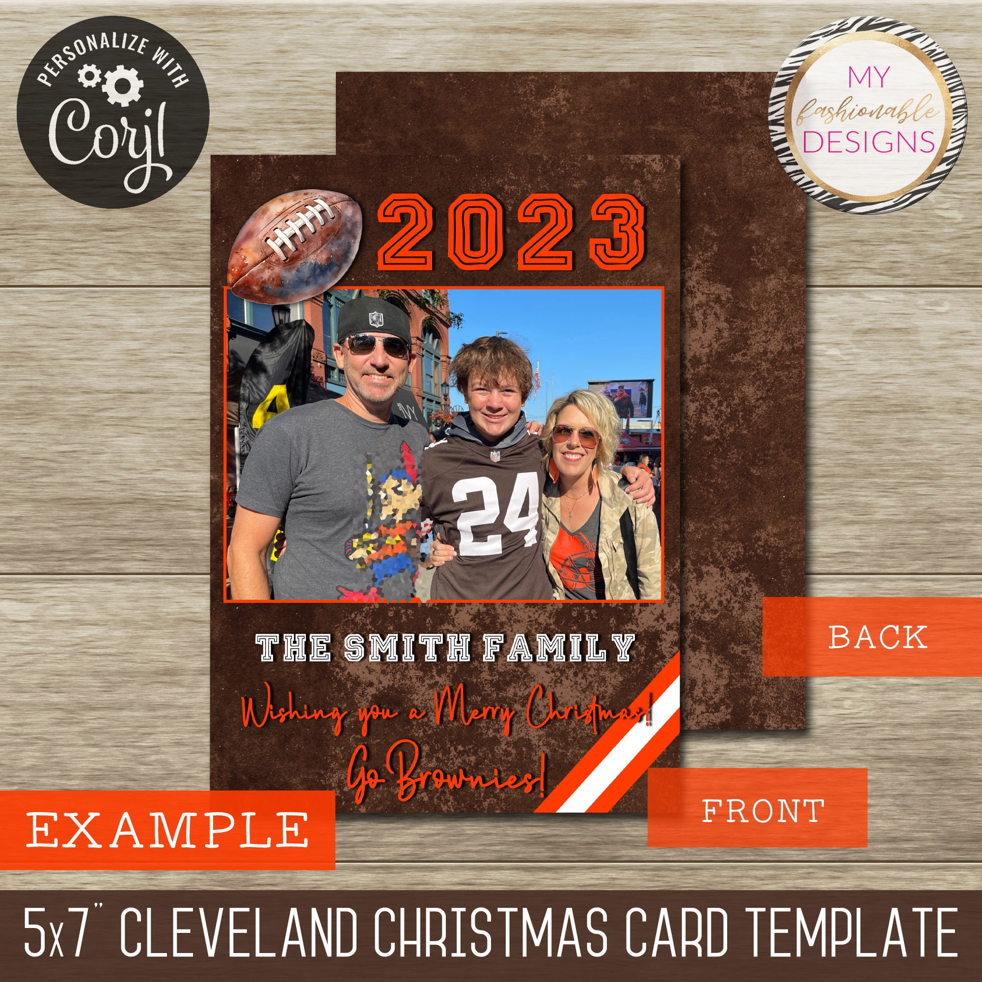 Cleveland Football Holiday Card Template 5x7 Save as - Etsy