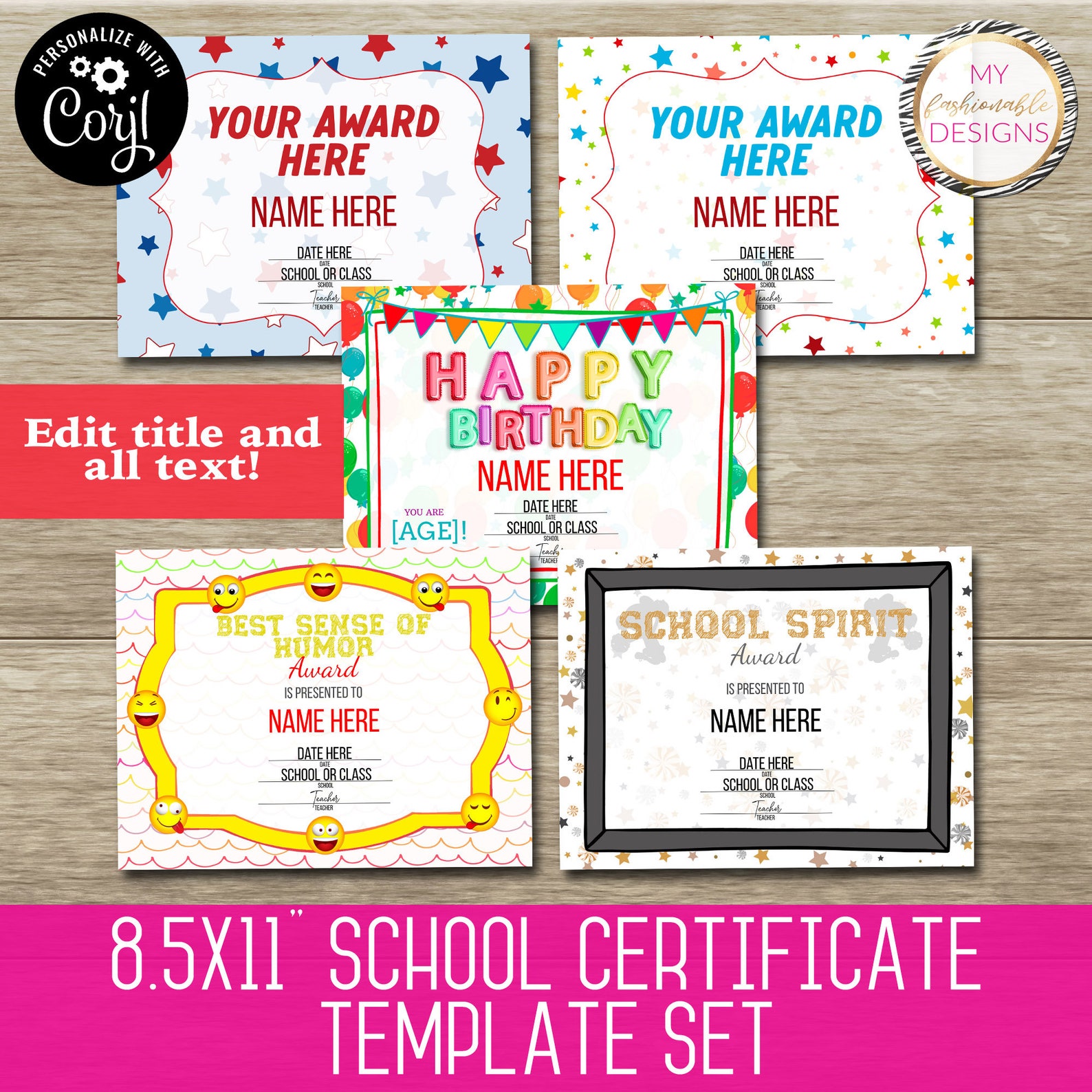 Mega School Certificate Template Set 20 Design Templates - Etsy