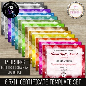 Certificate Template Set - 13 Design Templates! 8.5x11" - Save as JPG ...