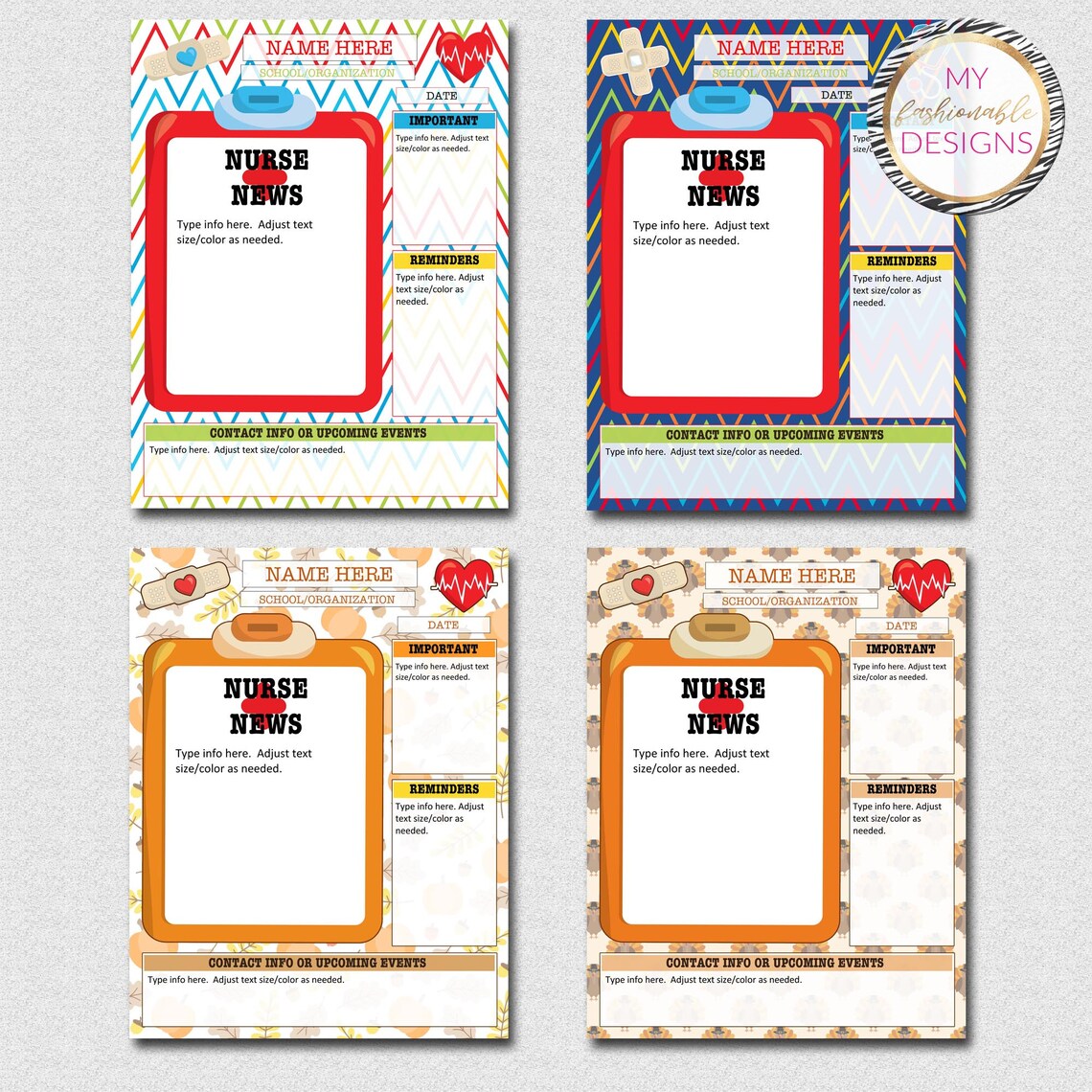 Nurse Newsletter Templates, 8 Designs Included, Word Format, Instant ...