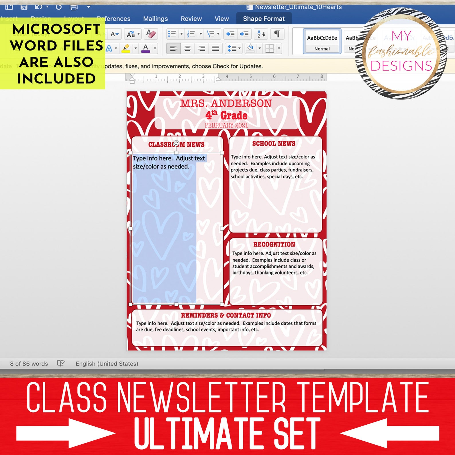 Editable Class Newsletter Template Ultimate Set 15 Designs - Etsy