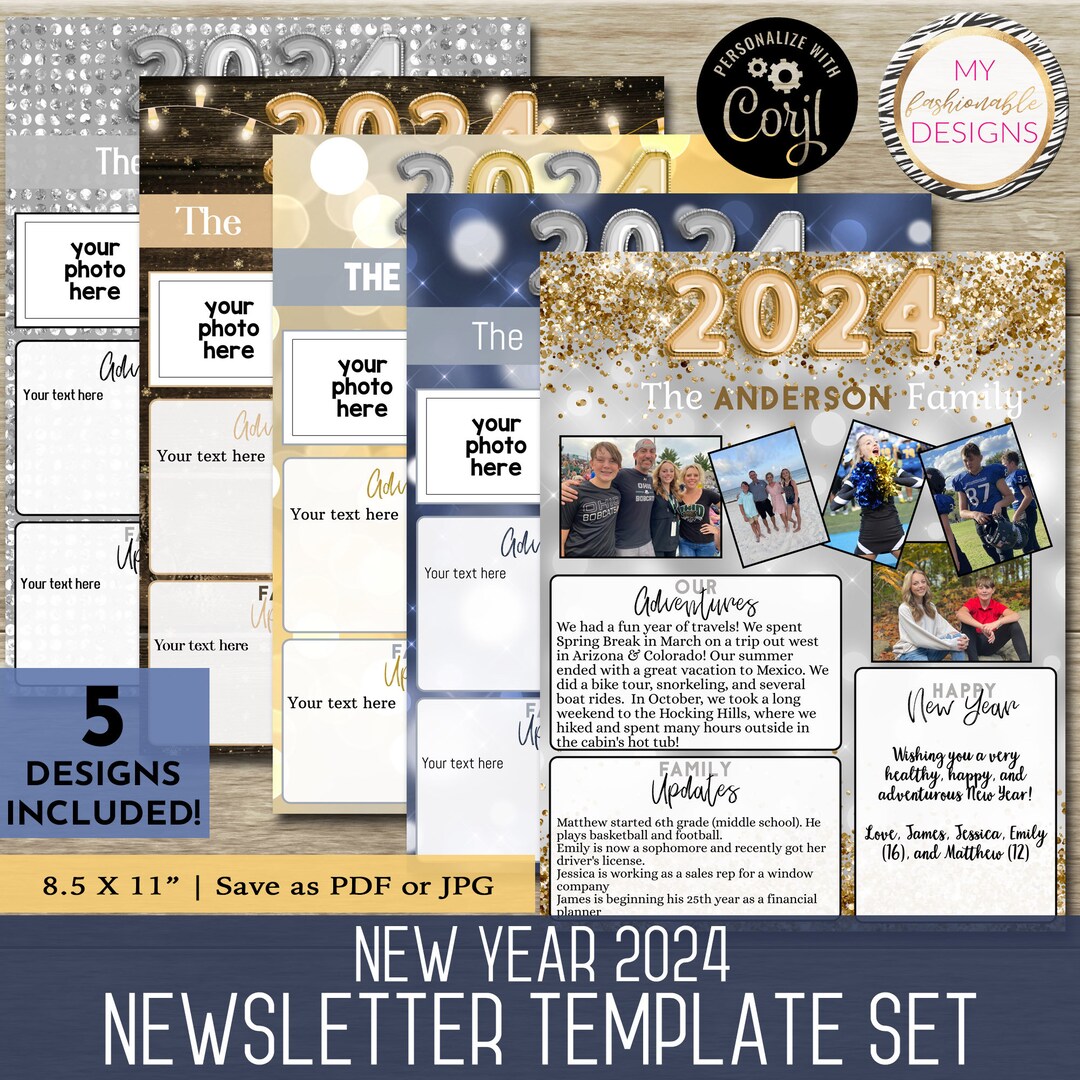 2024 Family New Year Newsletter Template 5 Designs 8.5x11 Save as JPG ...