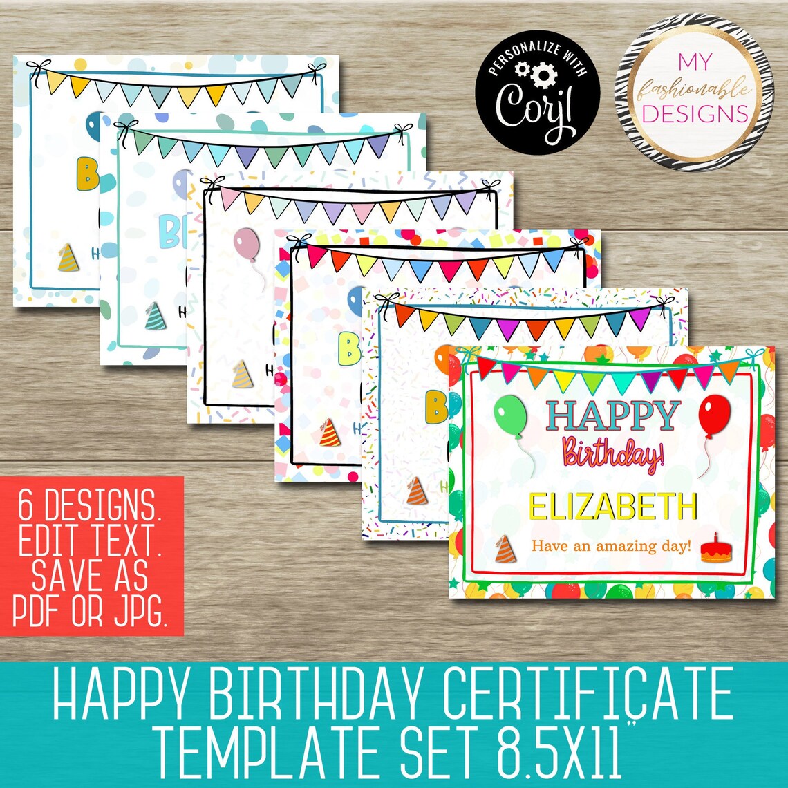 Happy Birthday Certificate Template Set 8.5x11 6 - Etsy