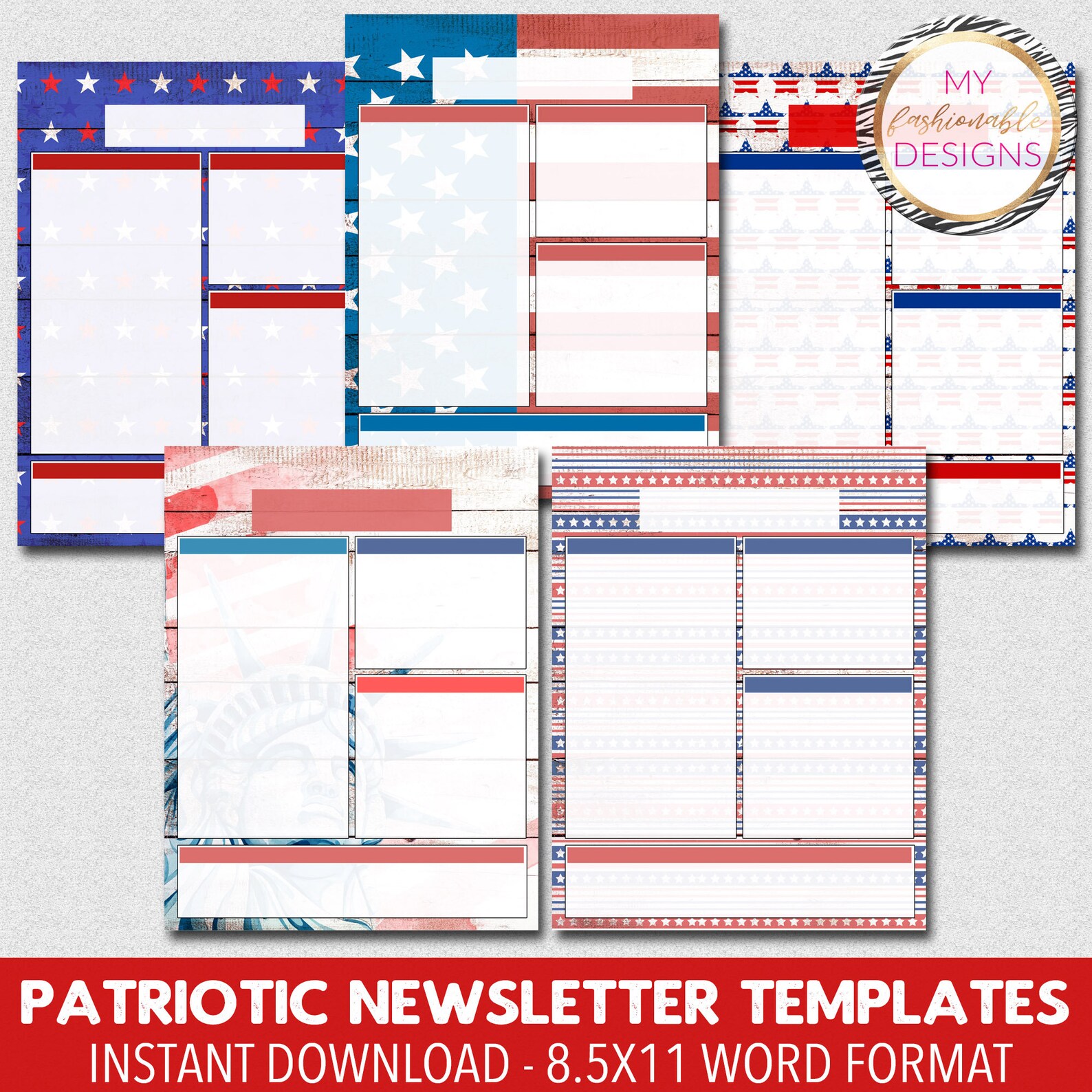 Word Format Patriotic Classroom Newsletter Templates 5 | Etsy