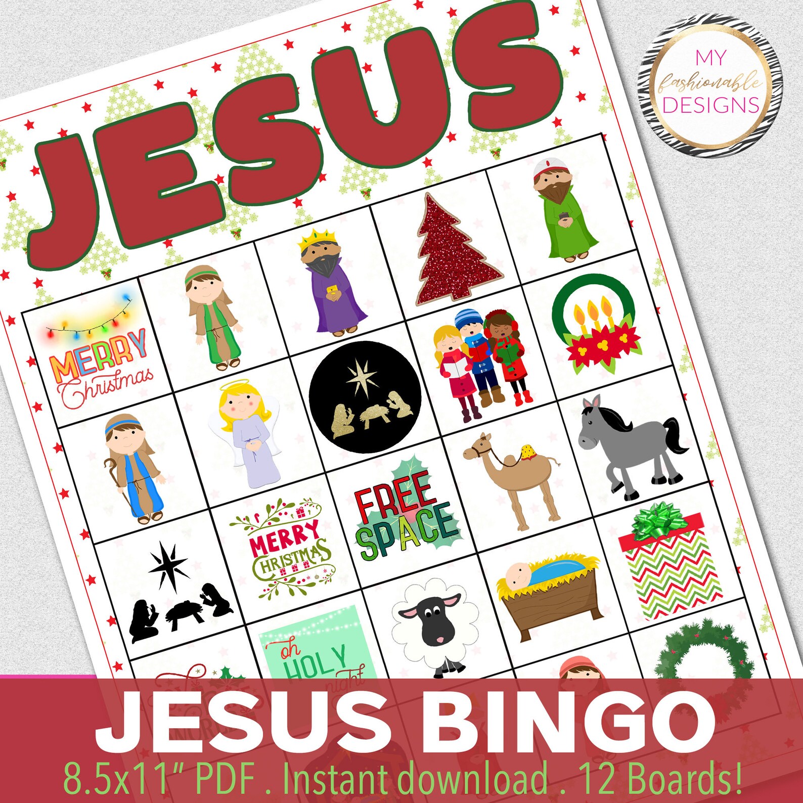 Jesus BINGO Game, Nativity Bingo, 8.5x11" PDF, 12 Boards, Instant ...