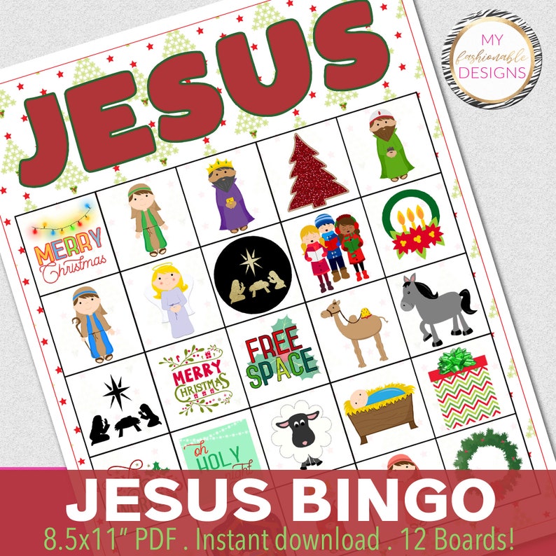 Jesus BINGO Game, Nativity Bingo, 8.5x11" PDF, 12 Boards, Instant ...