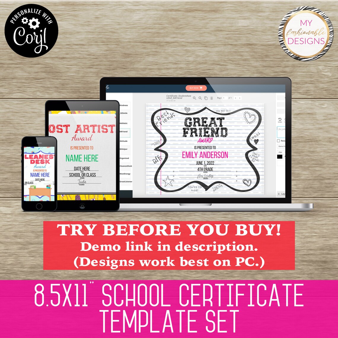 Mega School Certificate Template Set 20 Design Templates - Etsy