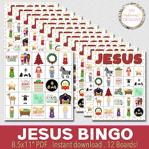 Jesus BINGO Game, Nativity Bingo, 8.5x11" PDF, 12 Boards, Instant ...
