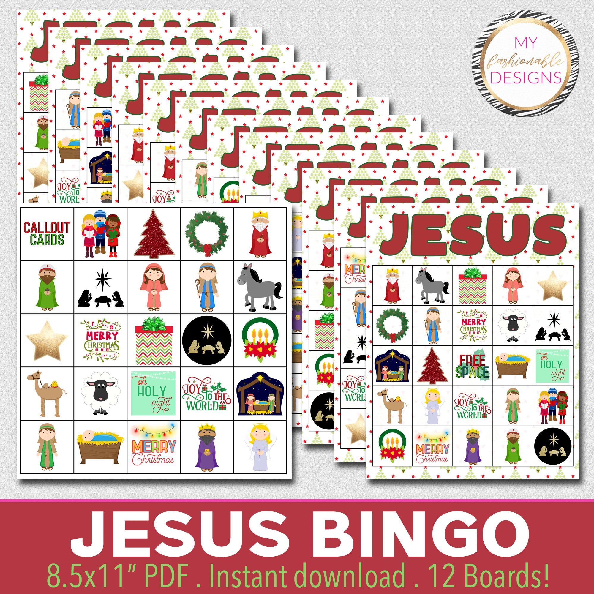 Jesus BINGO Game, Nativity Bingo, 8.5x11" PDF, 12 Boards, Instant ...
