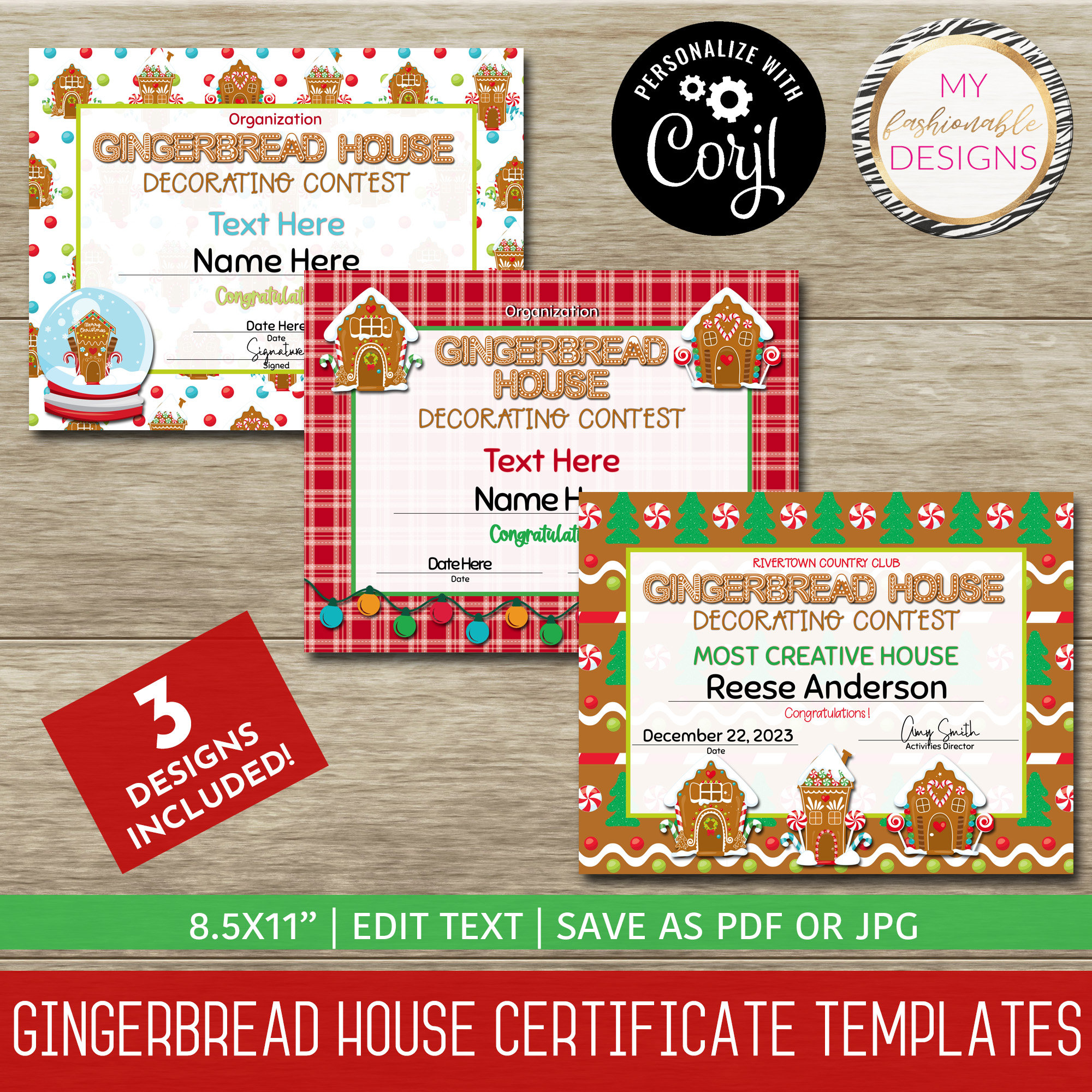 Gingerbread House Certificate Template Set - 3 Designs!!! 8.5x11 ...