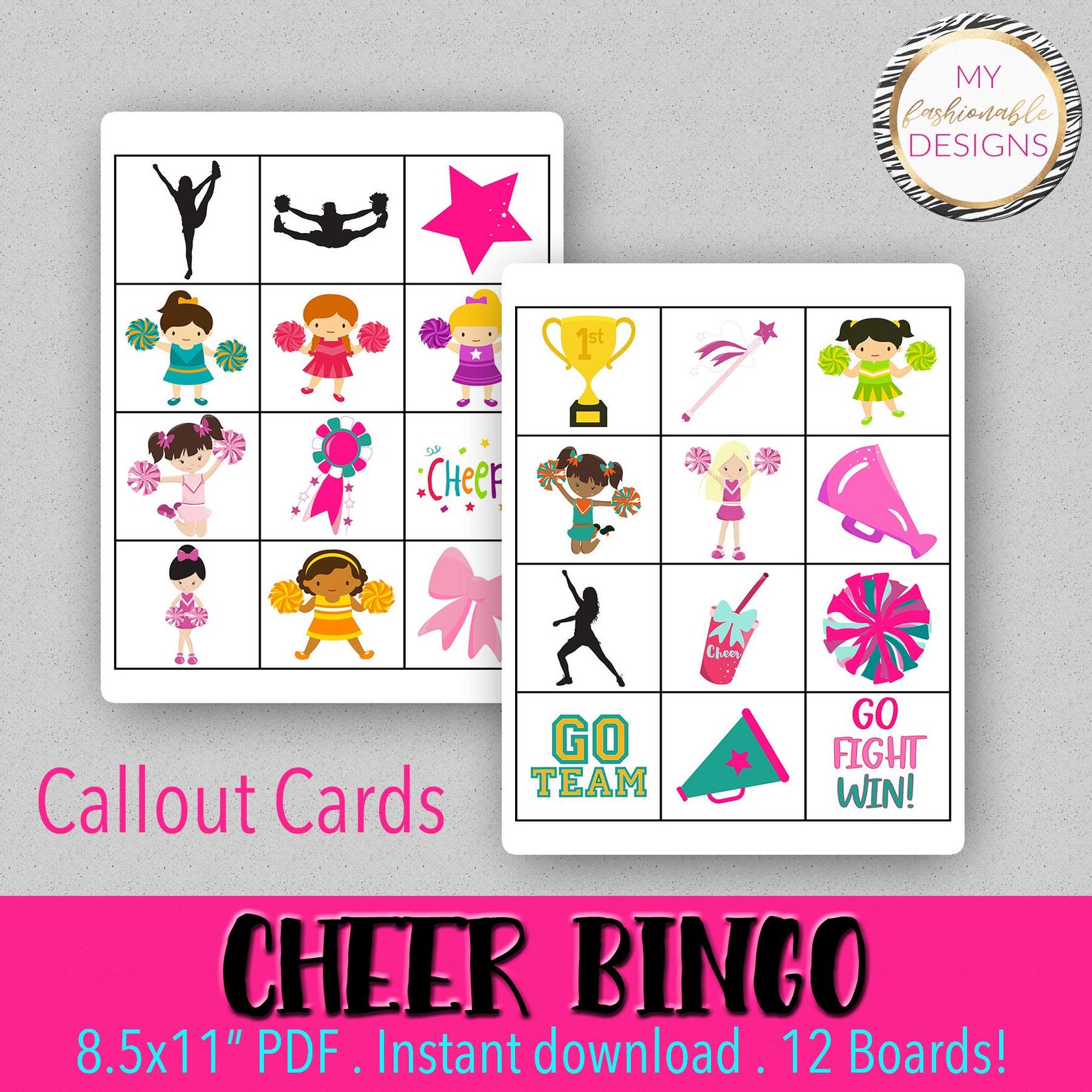 Cheer BINGO Game, Cheerleader BINGO, 8.5x11" PDF, Instant Download! - Etsy