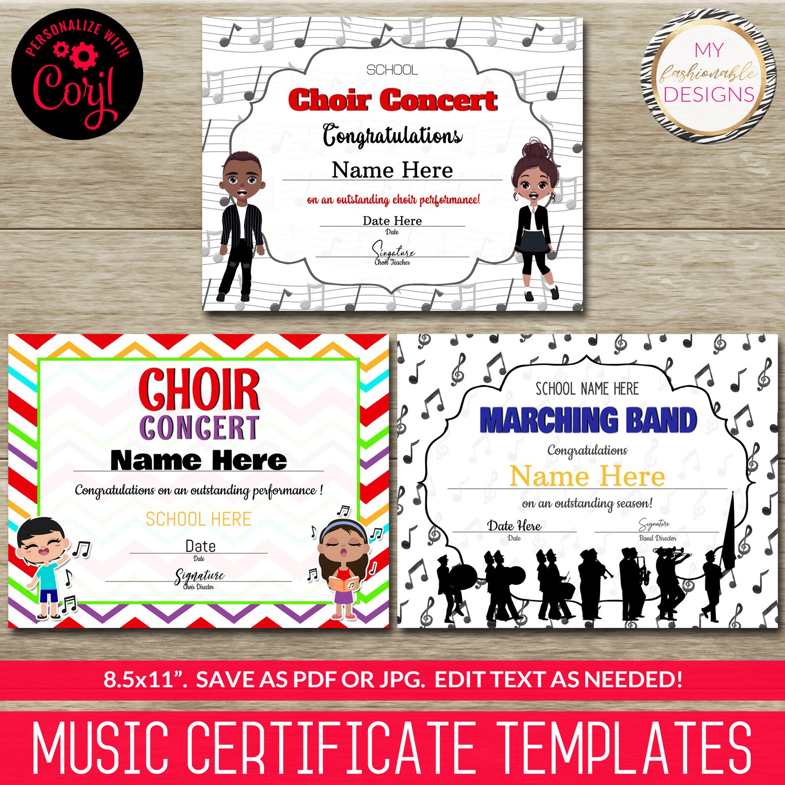 Music Certificate Template Set - Choir Award, Band Award - 7 Designs ...